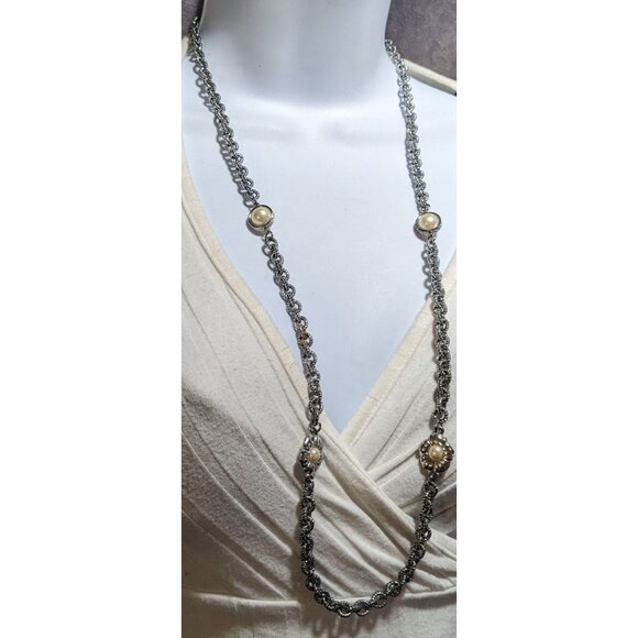 Liz Claiborne | Jewelry | Vintage Liz Claiborne Silver Floral Pearl ...